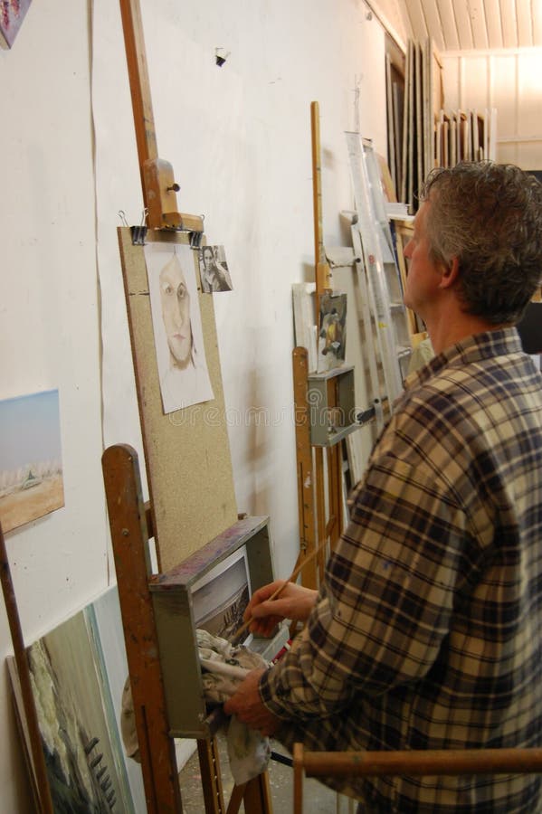 Artist at Work in the Workshop Editorial Stock Photo - Image of painter ...