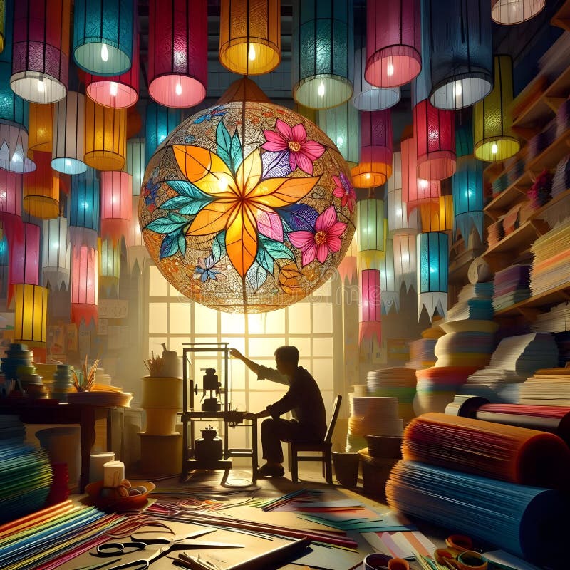 An Artist Working To Create a Huge Beautiful Lantern for Mid Autumn ...