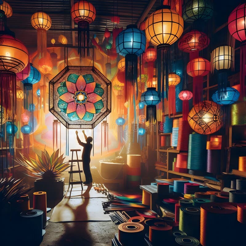 An Artist Working To Create a Huge Beautiful Lantern for Mid Autumn ...