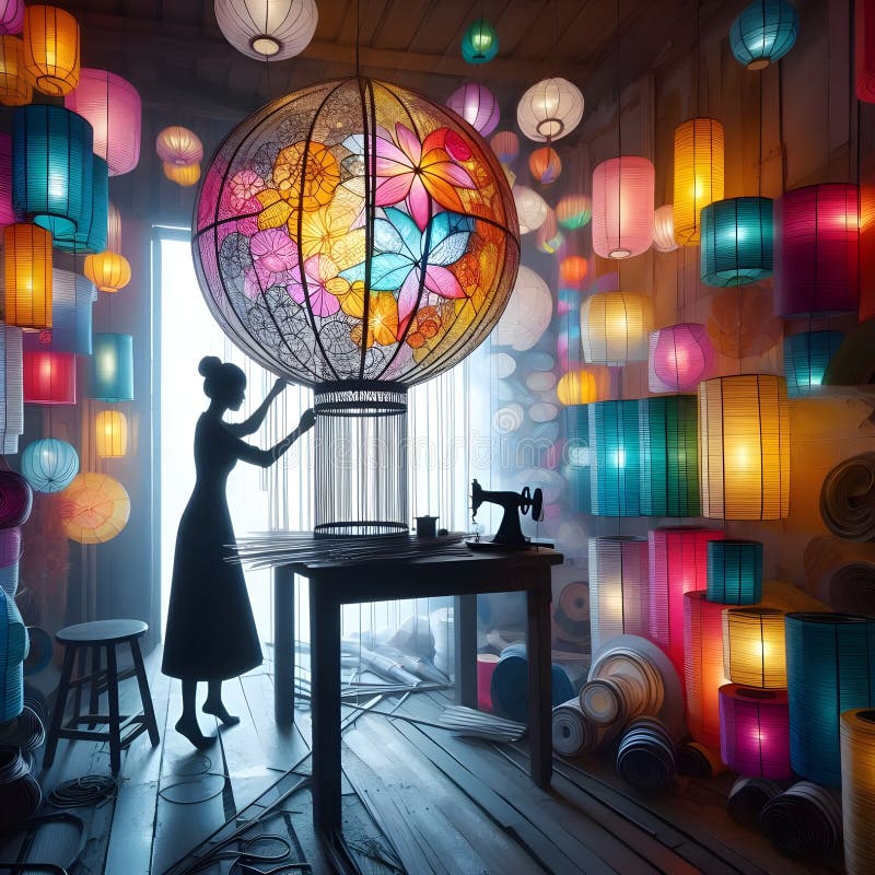 An Artist Working To Create a Huge Beautiful Lantern for Mid Autumn ...