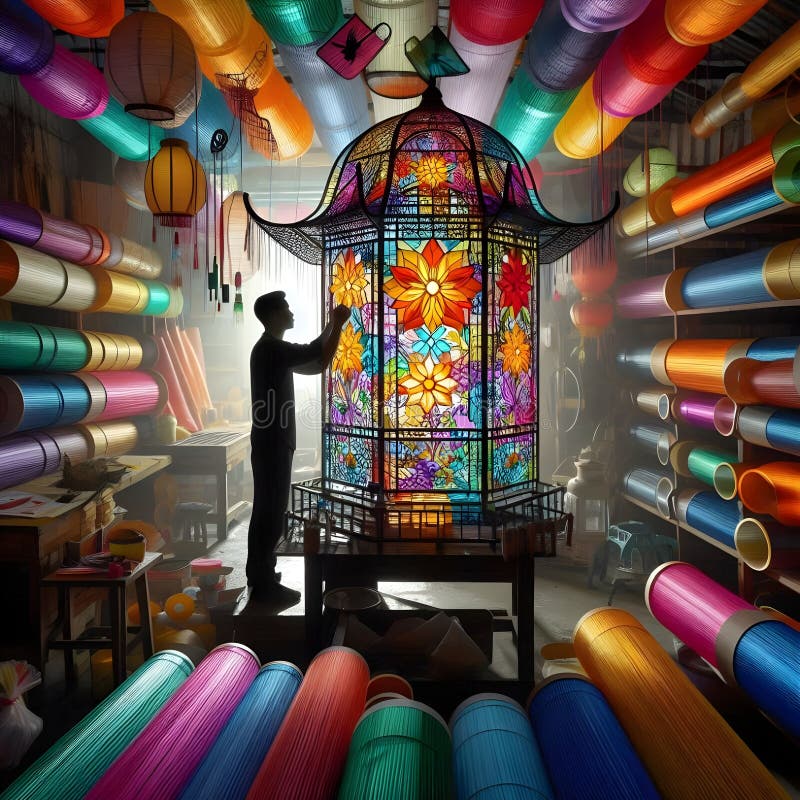 An Artist Working To Create a Huge Beautiful Lantern for Mid Autumn ...