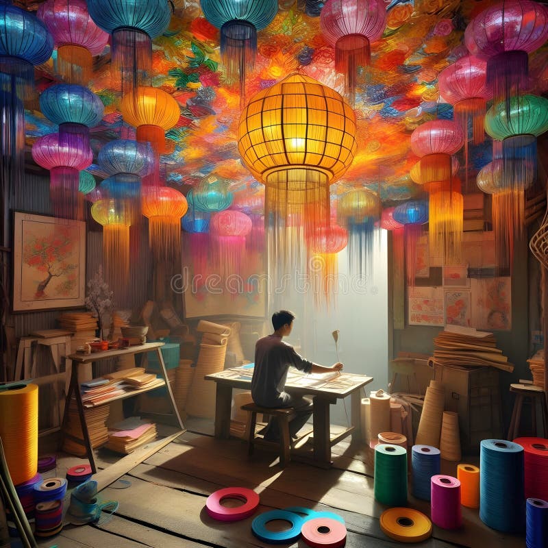 An Artist Working To Create a Huge Beautiful Lantern for Mid Autumn ...