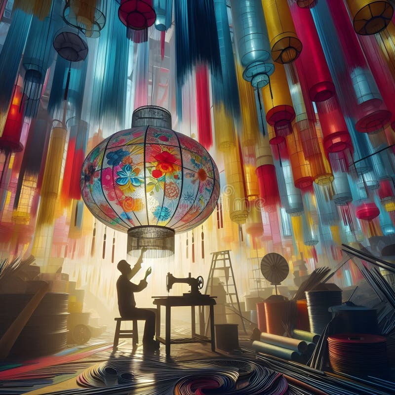 An Artist Working To Create a Huge Beautiful Lantern for Mid Autumn ...