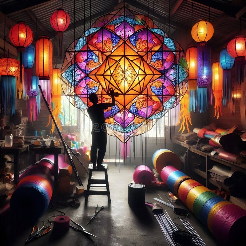 An Artist Working To Create a Huge Beautiful Lantern for Mid Autumn ...