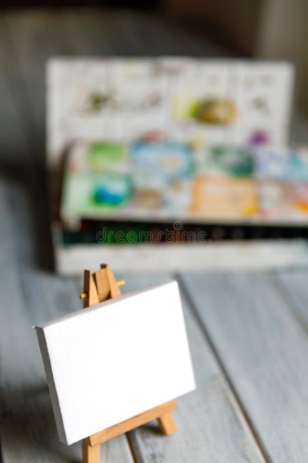 Artist Workplace : White Table of an Artist with Art Tools for Drawing ...