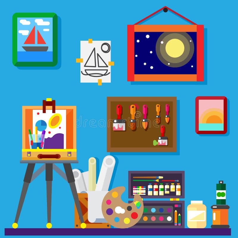 Artist Workshop Art Gallery Stock Vector - Illustration of interior ...