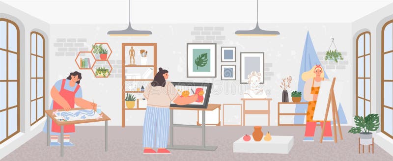 Creative Workshop. Cartoon Children Drawing and Painting Workshop, Kids ...