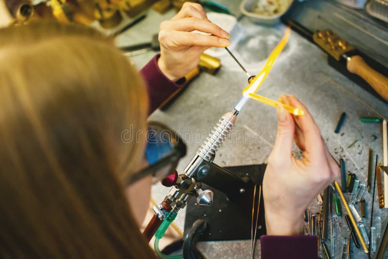 Artist in Workshop Making Glass Bead Stock Photo - Image of decorative ...