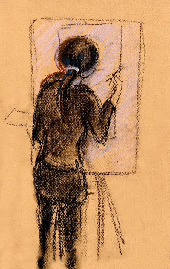 Artista en el caballete stock de ilustración. Ilustración de actividad ...