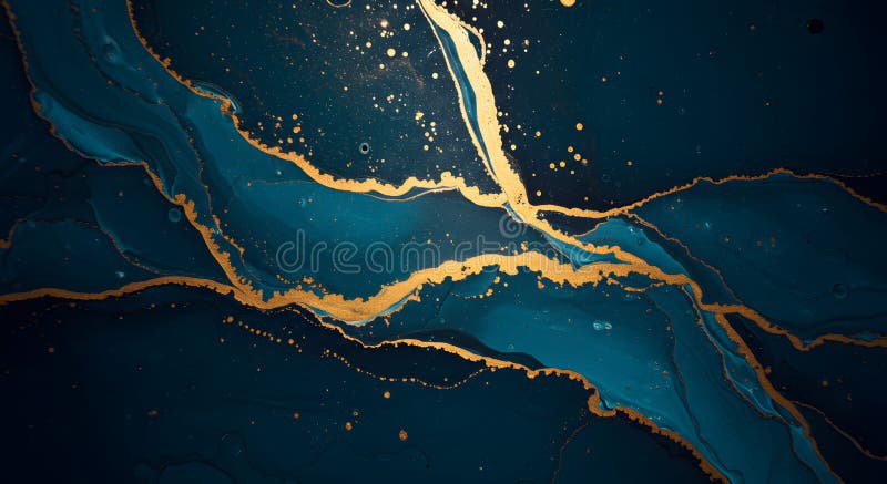 Artistic Abstract Composition Featuring a Flowing River of Gold Against ...