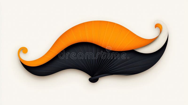 Artistic Abstract Design of a Black and Orange Mustache on a Light ...