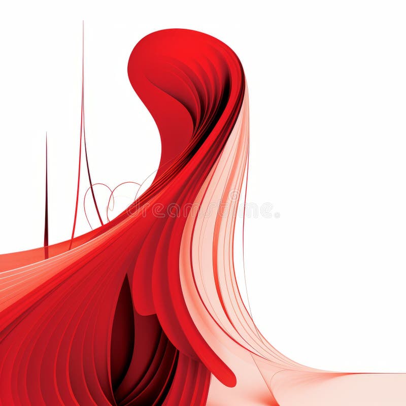 Delicate Constructions: a Red Abstract Picture with Long Wavy Lines ...