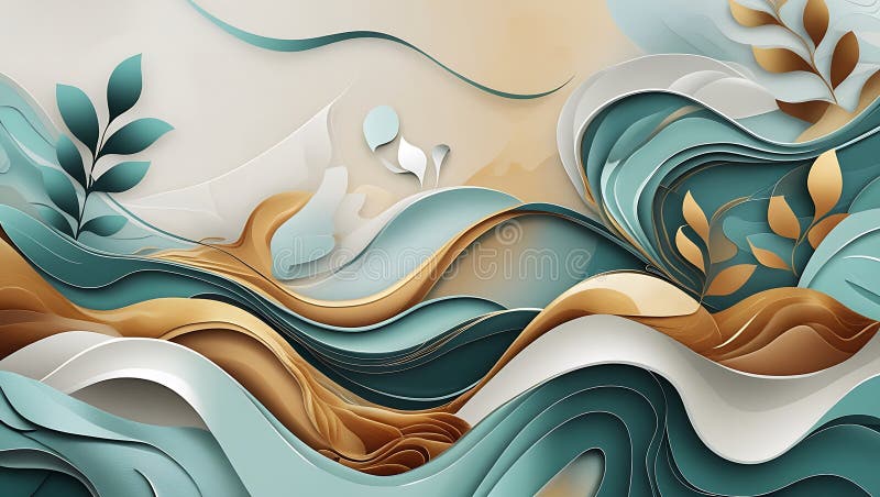 Abstract Natural Elements with Organic Patterns and Gradient Colors ...