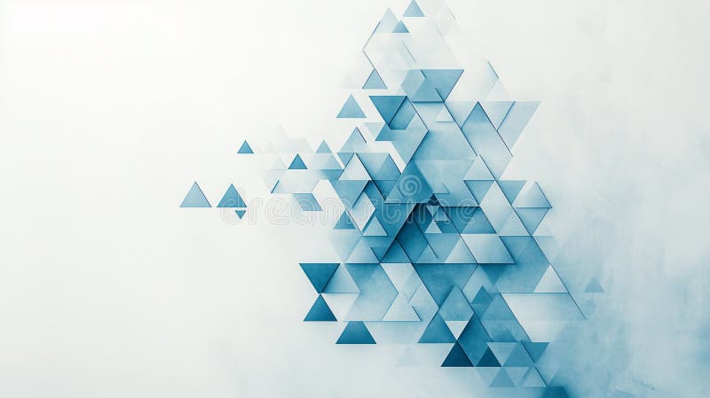 Abstract Composition of Blue Triangles on White Background Stock ...