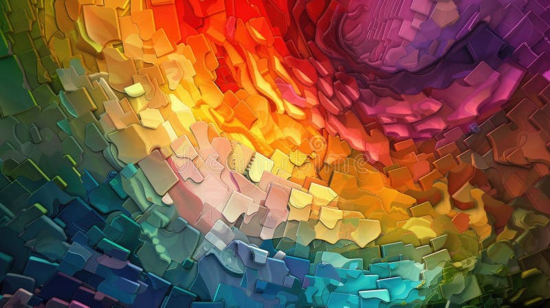 Artistic Abstract Digital Image of Rainbow Color in Pixel Art Texture ...