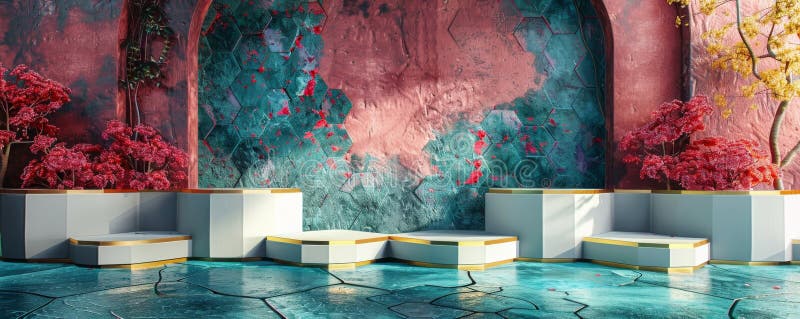 Abstract Modern Interior Design with Vibrant Colors and Geometric ...