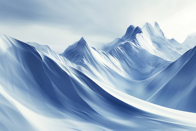 Artistic Abstract Landscape of Snowy Peaks with Dynamic Forms and Soft ...