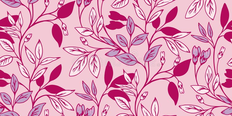 Artistic Abstract Leaves Branches Intertwined in a Seamless Pattern ...