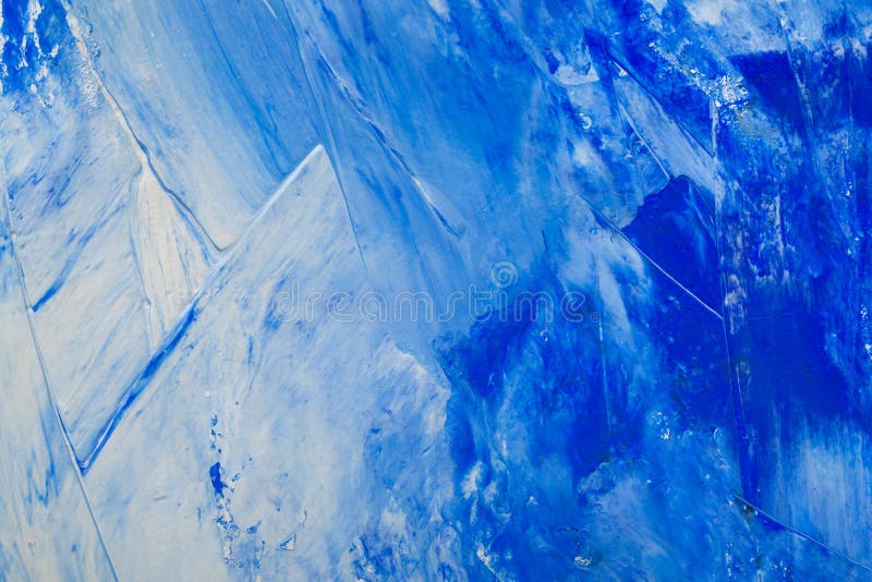 Artistic Abstract Oil White and Blue Painted Background. Texture ...