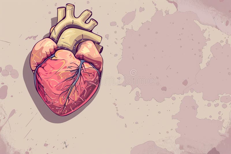 Anatomical Heart Drawing with Artistic Background Stock Illustration ...