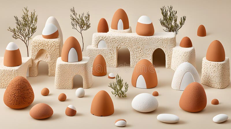 Artistic Arrangement of Abstract Clay Structures. Stock Illustration ...