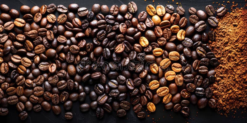 An Artistic Arrangement of Coffee Beans Showing a Smooth Gradient from ...