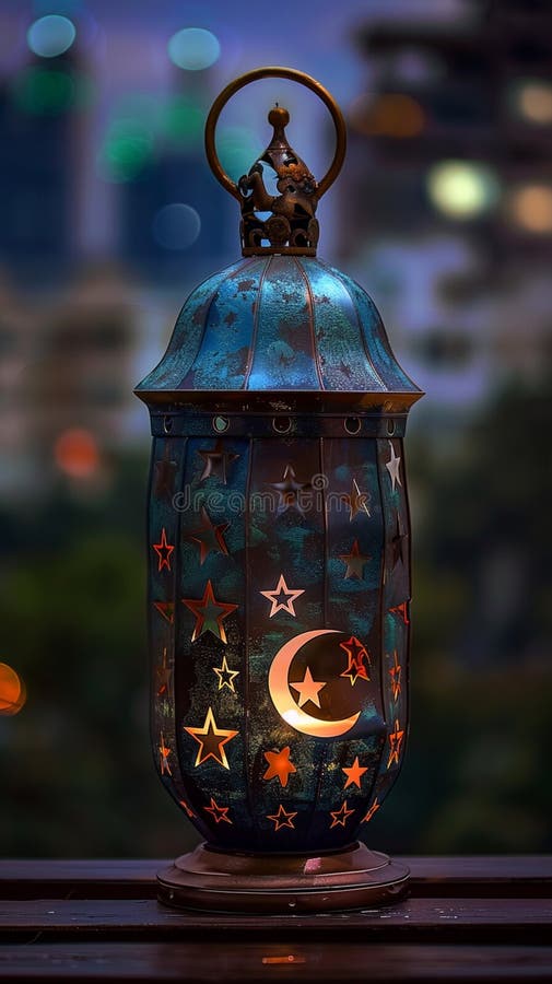 Islamic Lantern Adorned with Moon Symbol, Symbolizing Spirituality and ...