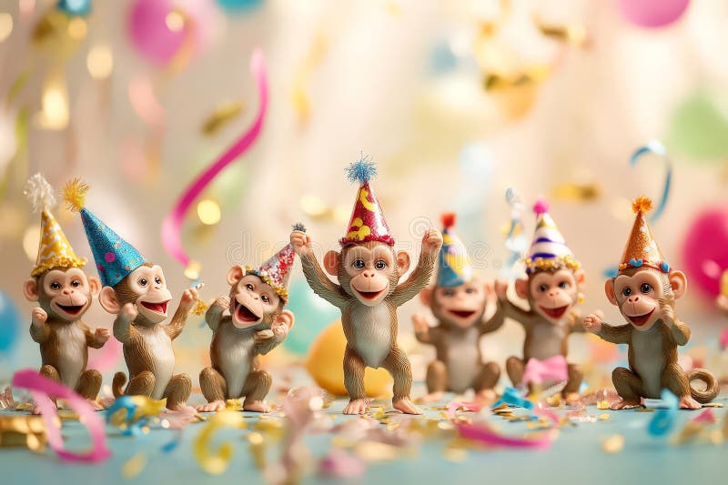 Festive Monkey Figurines for Celebration Stock Illustration ...