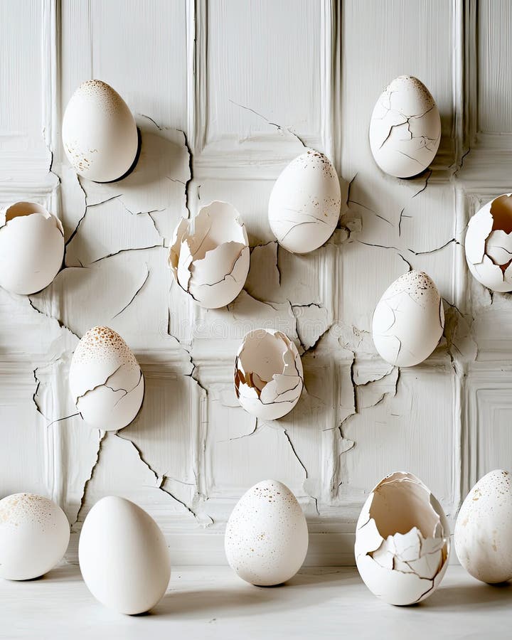 Artistic Arrangement of Fragile Eggshells Creating a Minimalistic ...