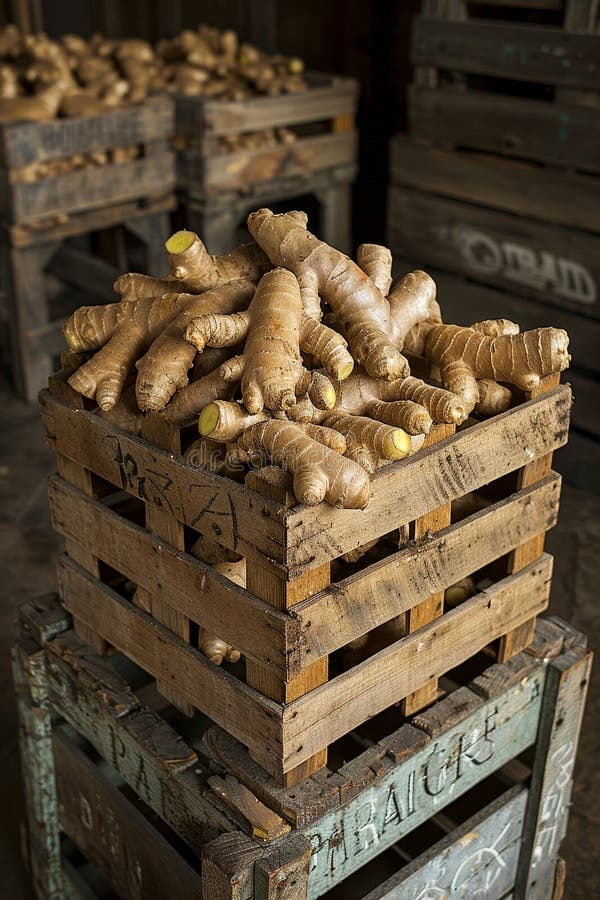 Artistic Arrangement of Fresh Ginger on Rustic Wooden Table for an ...