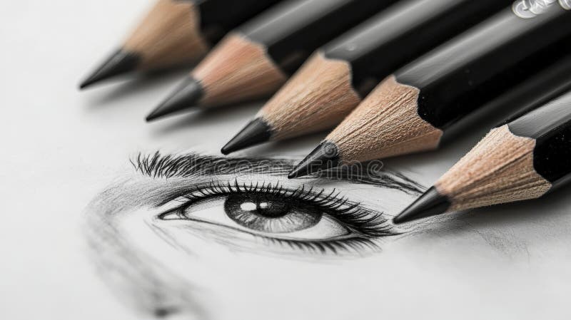 Artistic Arrangement of Graphite Pencils Displaying Eye Sketch Studio ...