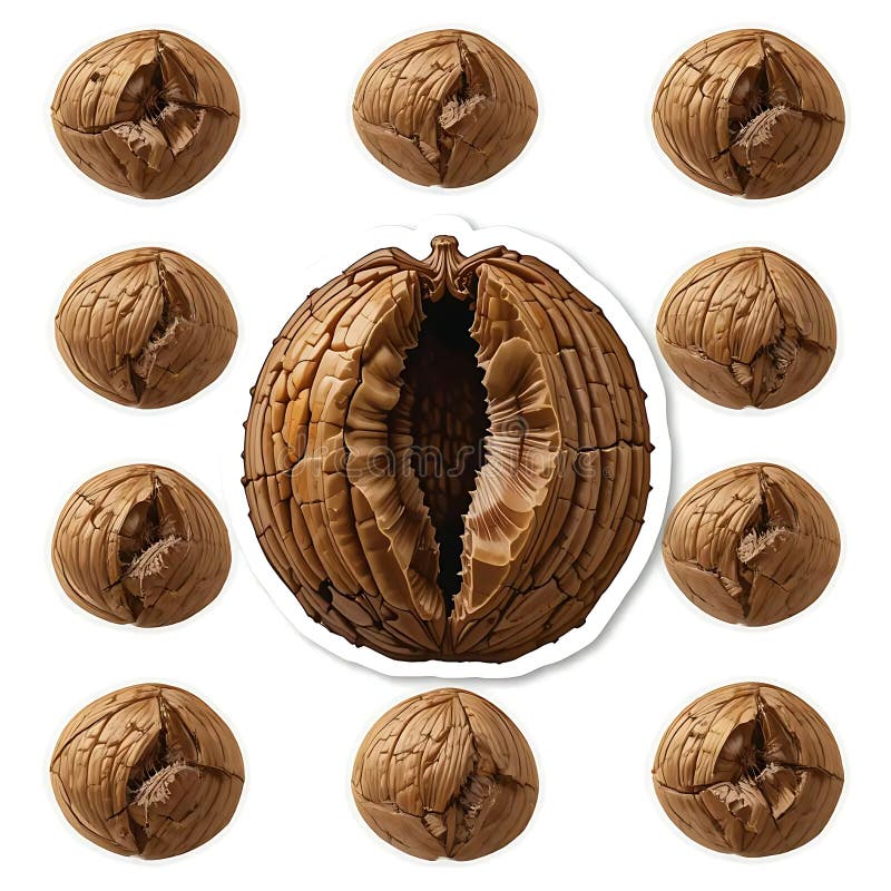 Artistic Arrangement of Open Walnuts and Closed Walnuts Creating a ...