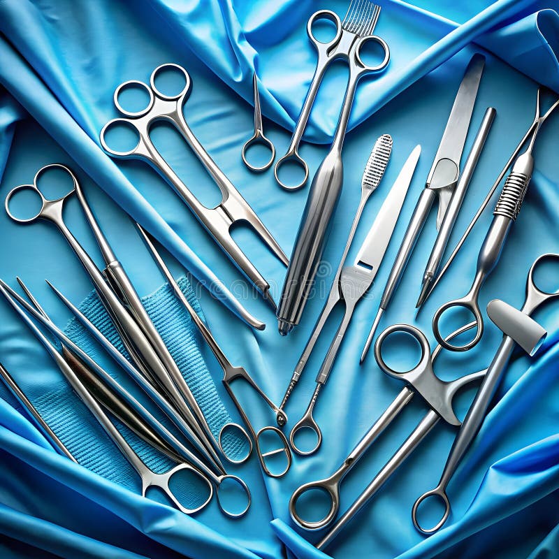 An Artistic Arrangement of Surgical Instruments on a Textured Surface ...