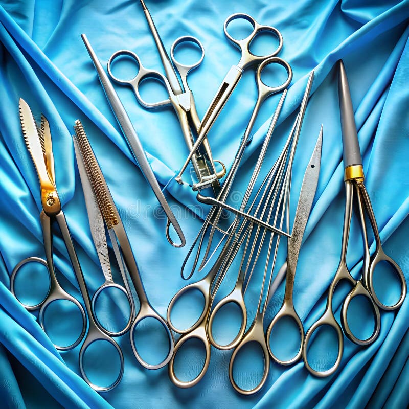 An Artistic Arrangement of Surgical Instruments on a Textured Surface ...