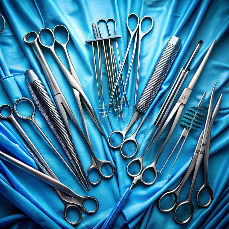 An Artistic Arrangement of Surgical Instruments on a Textured Surface ...