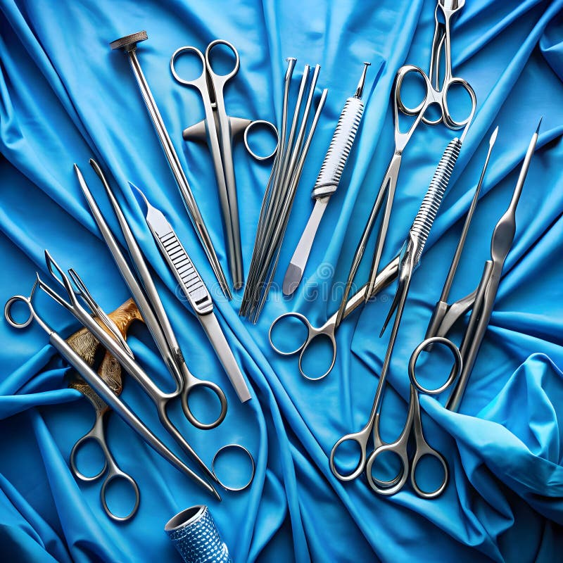 An Artistic Arrangement of Surgical Instruments on a Textured Surface ...
