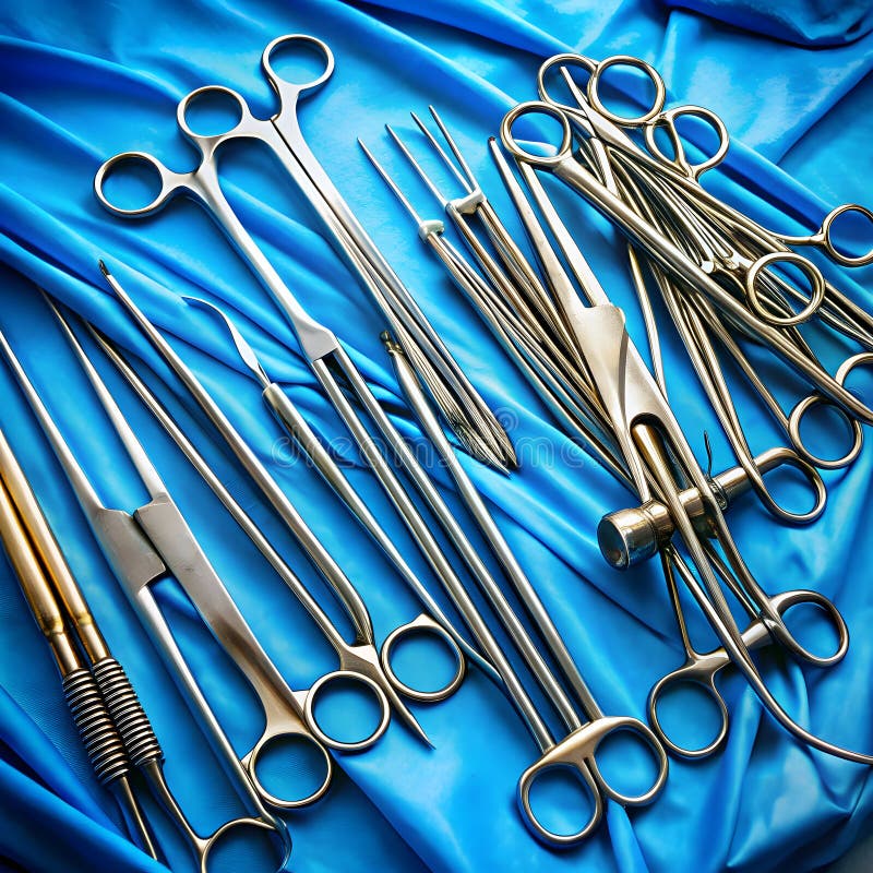 An Artistic Arrangement of Surgical Instruments on a Textured Surface ...