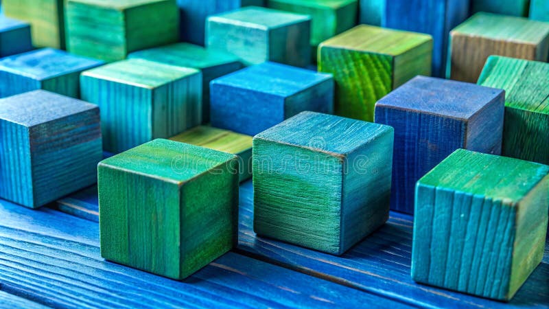 An Artistic Array of Painted Wooden Blocks Seamlessly Transitioning ...