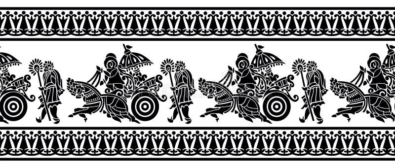 Artistic Asian Chariot Border Design with Horse Stock Vector ...