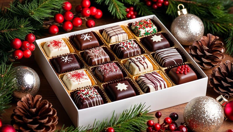 Artistic Assorted Chocolate Box with Intricate Patterns Stock ...