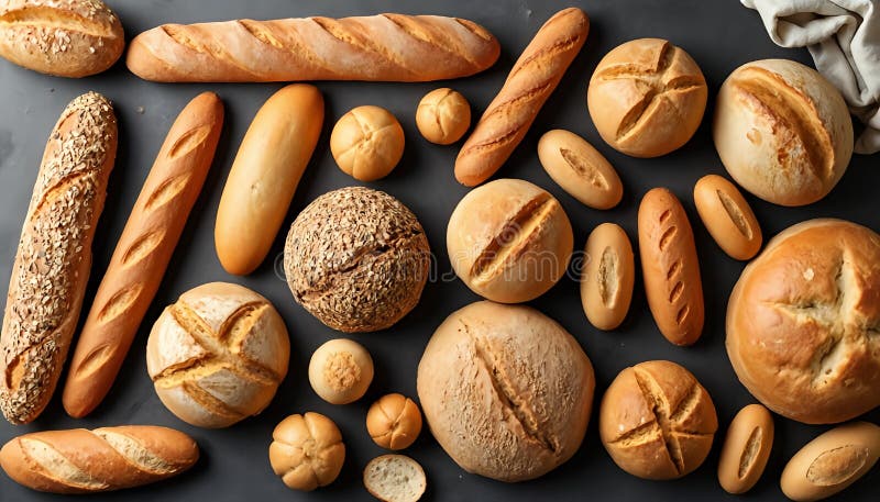 Artistic Assortment of Rustic Bread Loaves and Rolls. Generative AI ...