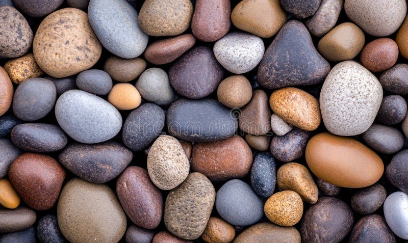 An Artistic Assortment of Smooth River Rocks Creates a Textured ...