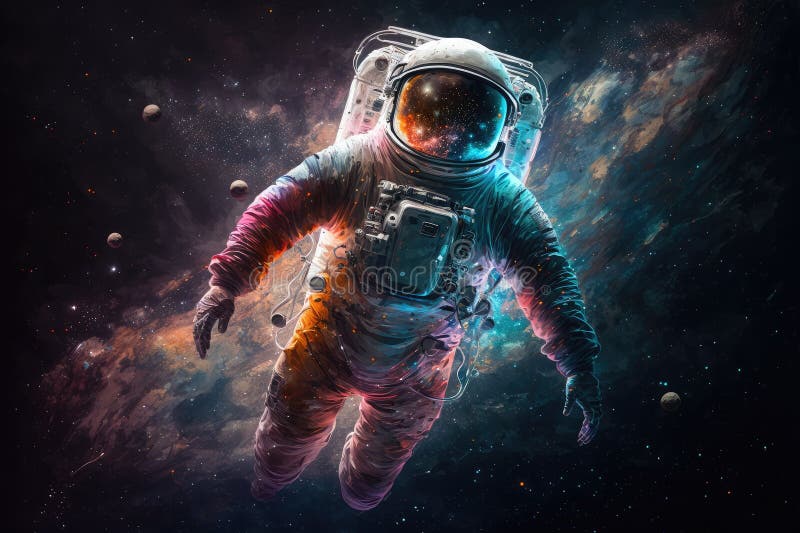 Artistic Astronaut, Floating among Stars and Galaxies in Outer Space ...