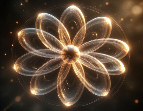 Artistic Atom Model with Orbits Intersecting To Form a Flower-like ...