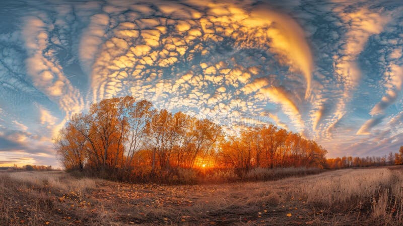 Artistic Autumn Sky Abstract Cloud Patterns and Sunset Colors in Wide ...