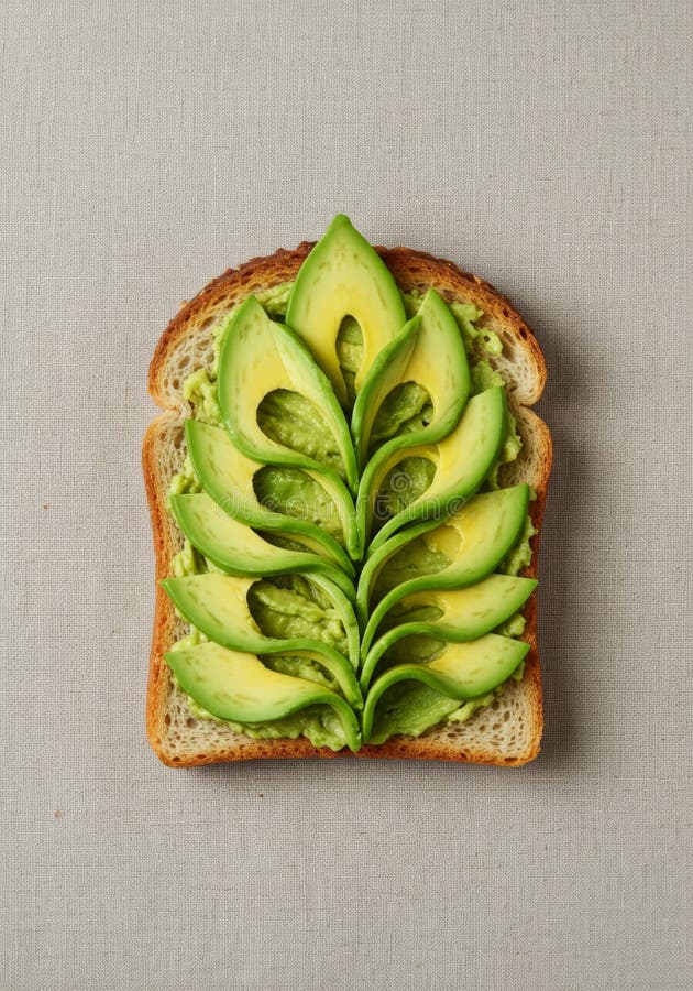 Artistic Avocado Toast Design on Linen Background Stock Illustration ...