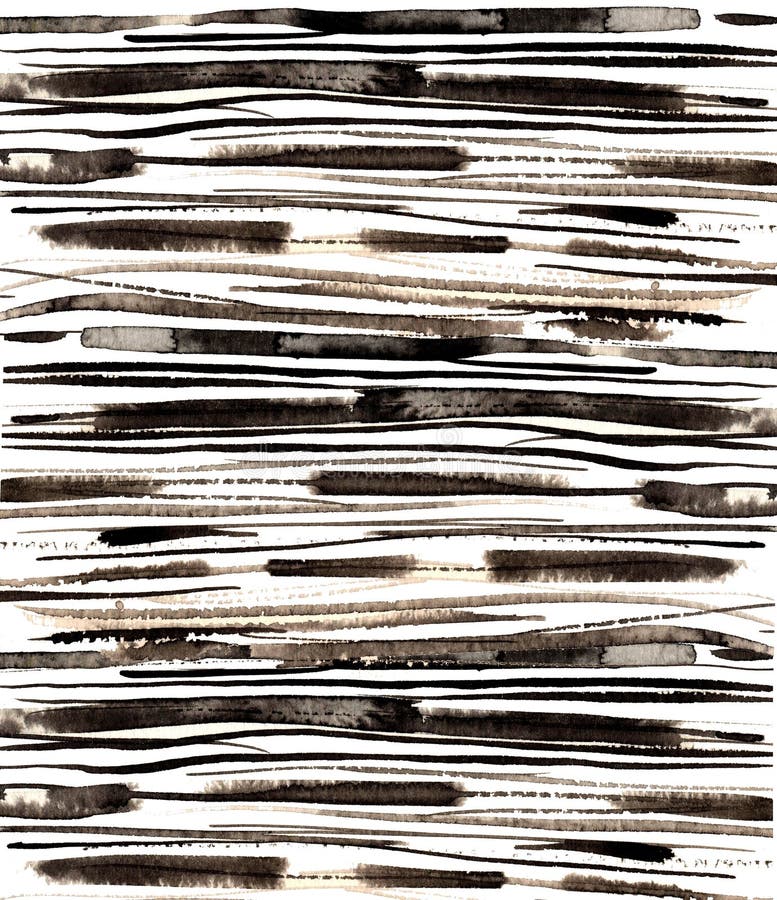 Artistic Background with Horizontal Brush Strokes. Expressive Ink ...