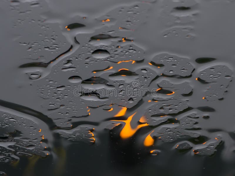 Artistic Background. Yellow Traffic Light through Melted Glass Stock ...