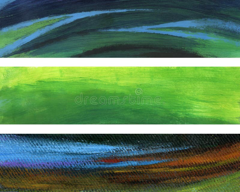 Artistic Abstract Banners. Painted Borders with Intense Colors Stock ...