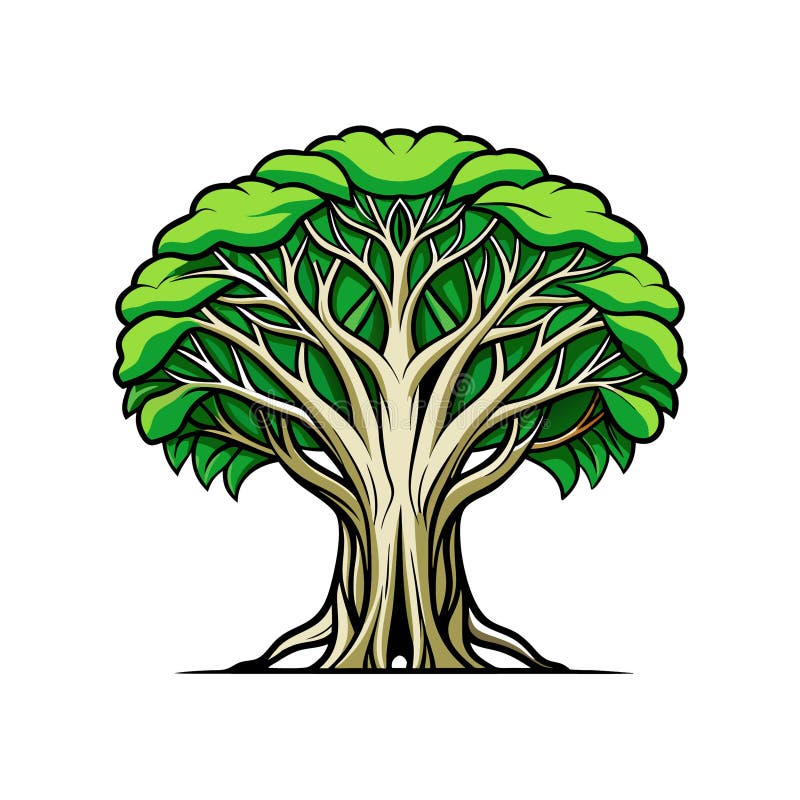 Artistic Banyan Tree Bold Design Stock Illustration - Illustration of ...
